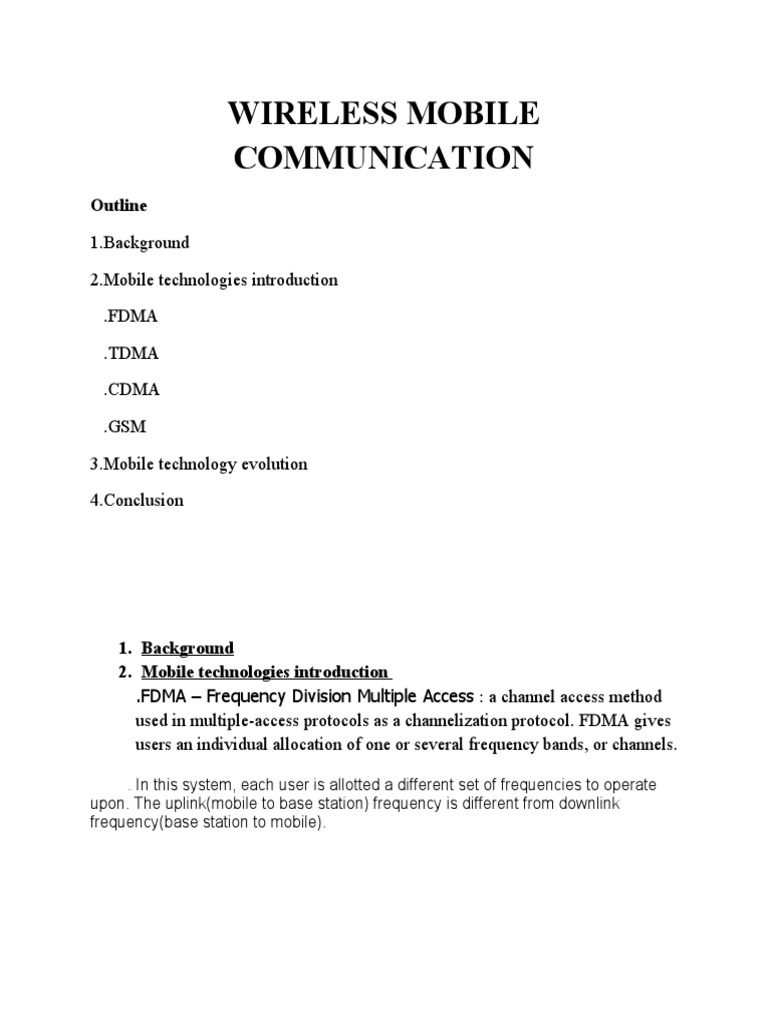 Wireless Mobile Communication | PDF | Wireless | Channel Access Method