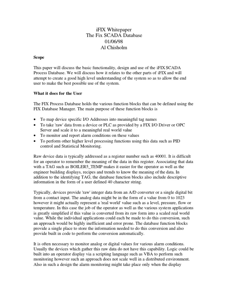 iFIX Database Whitepaper | PDF | Scada | Databases