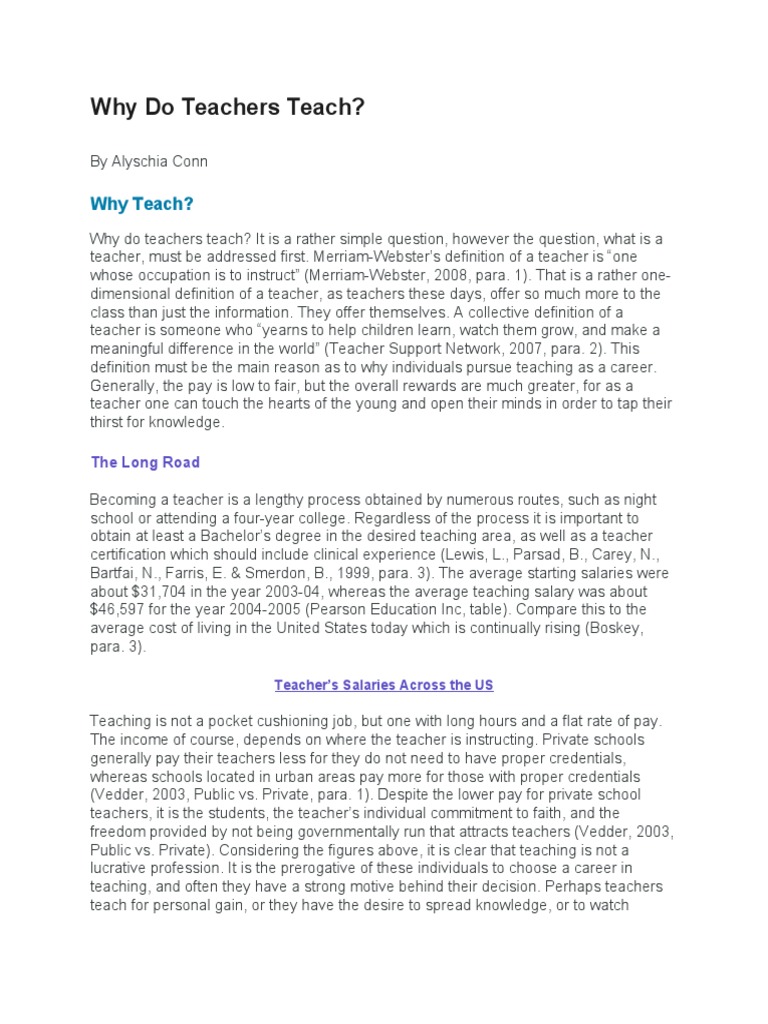 Why Do Teachers Teach | PDF | Teachers | Love