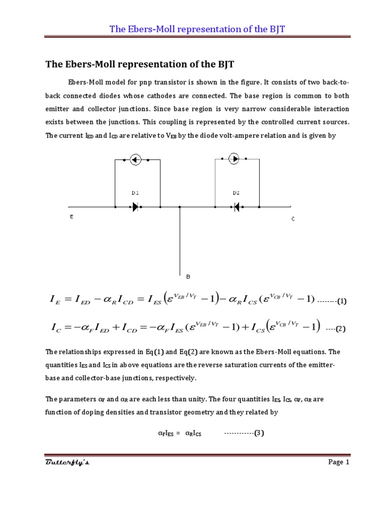 BJT Ebers Moll Representaion | PDF | Bipolar Junction Transistor ...