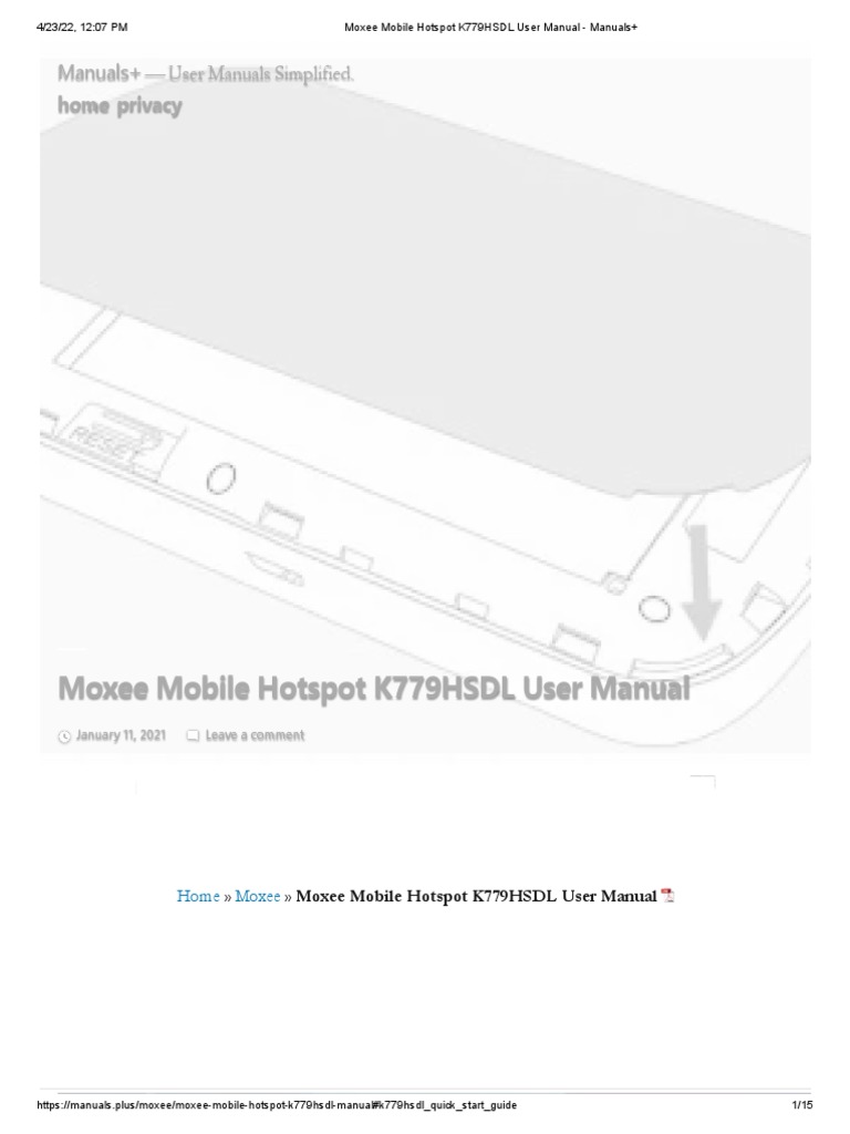 Moxee Mobile Hotspot K779HSDL User Manual - Manuals+ | PDF | Wi Fi | Login