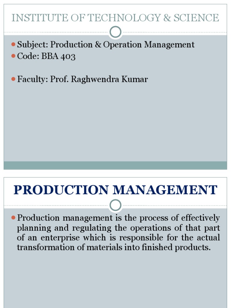 Production Management Overview for BBA | PDF | System | Inventory