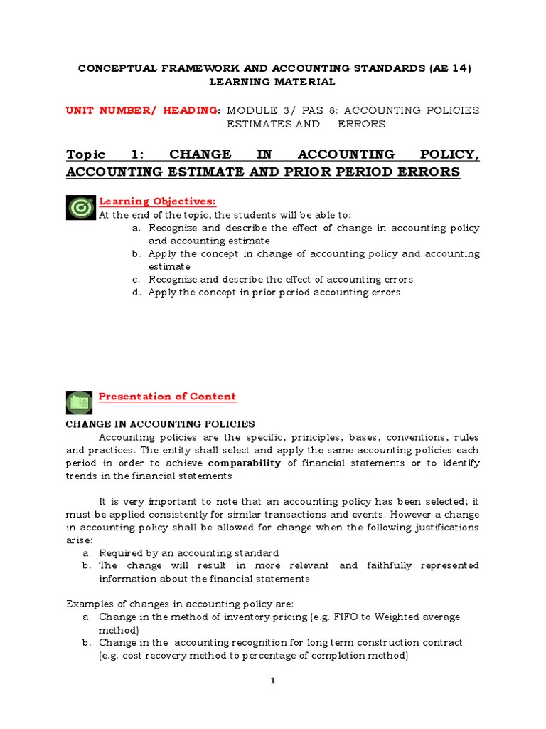 Change in Accounting Policy | PDF | Accounting | Inventory