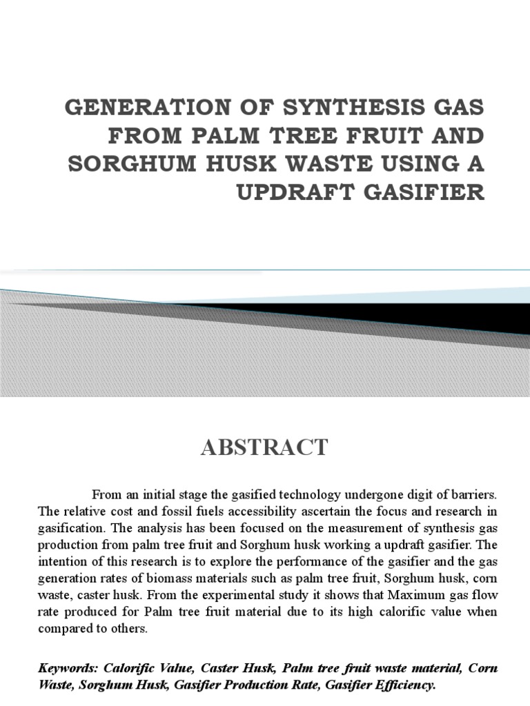 Generation of Synthesis Gas From Palm Tree Fruit | PDF | Gasification ...