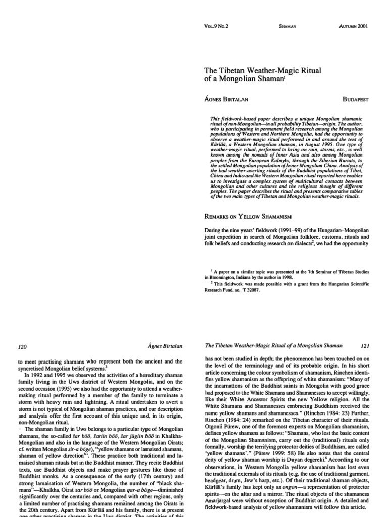 The Tibetan Weather Magic Ritual of A Mo | PDF | Mongolia | Shamanism