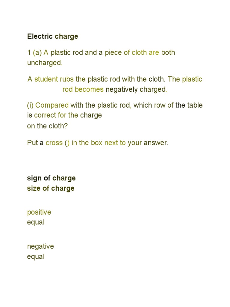Static Electricity Practice Paper | PDF | Electric Charge | Electrostatics