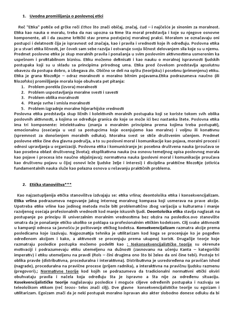 Poslovna Etika I KOLOKVIJUM | PDF