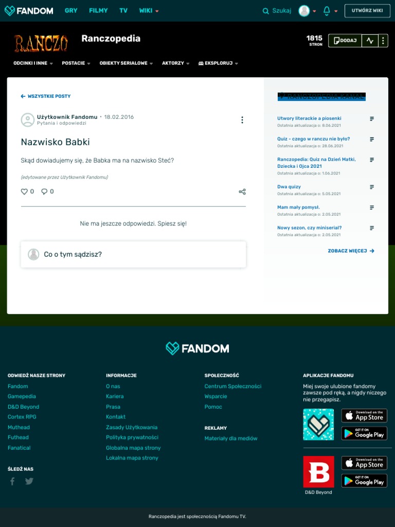 Nazwisko Babki Fandom | PDF