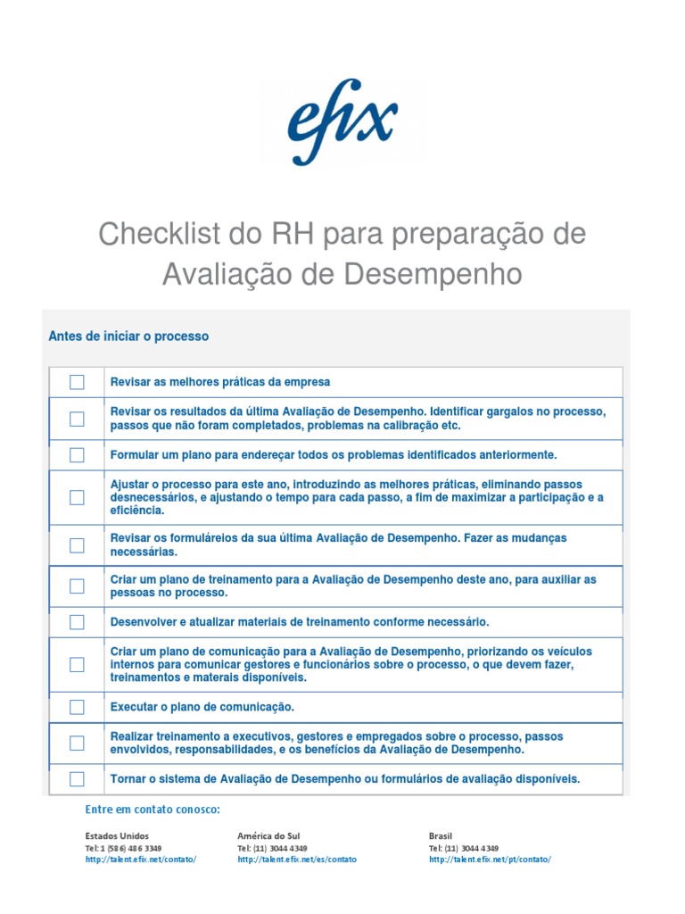 Checklist RH Avaliacao | PDF | Avaliação de desempenho | Gestão de ...