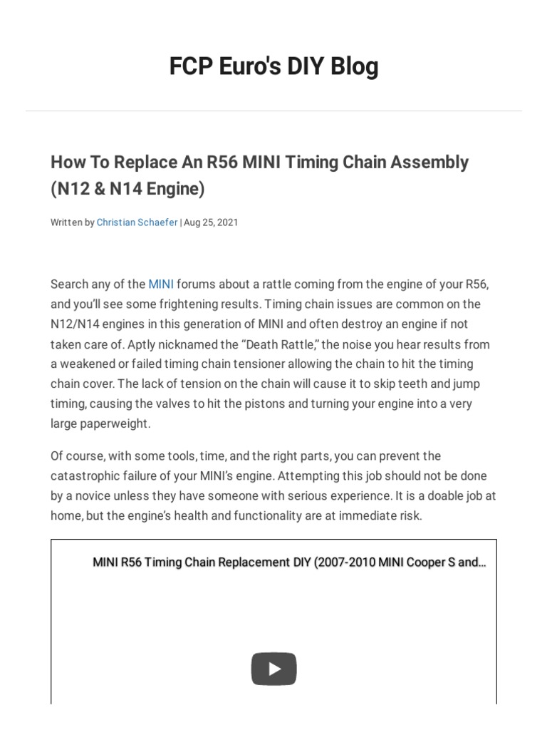 How To Replace An R56 MINI Timing Chain Assembly (N12 & N14 Engine ...