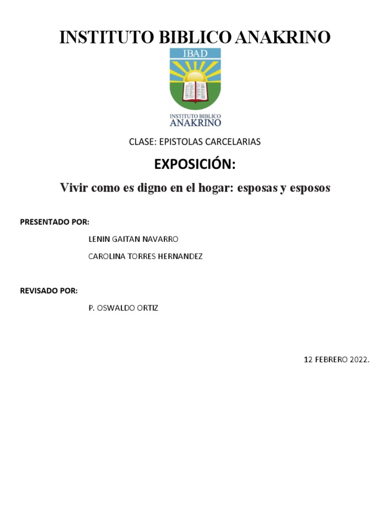Exposicion Efesios Temas Matrimonios | PDF | Cristo (título) | Amor