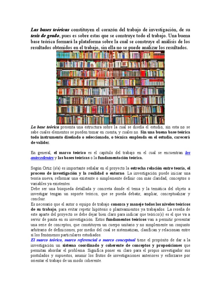 Las Bases Teóricas Constituyen El Corazón Del Trabajo de Investigación ...