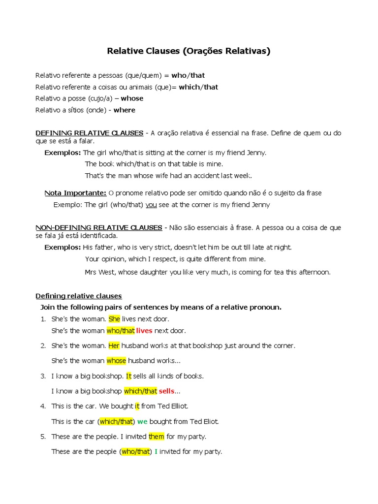 Relative Clauses - Important | PDF | Linguistics