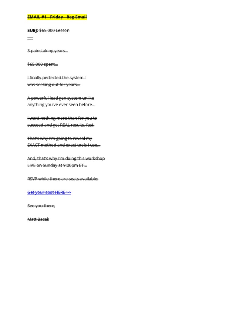 Matt Bacak - Ultimate Lead Gen System - Emails | PDF