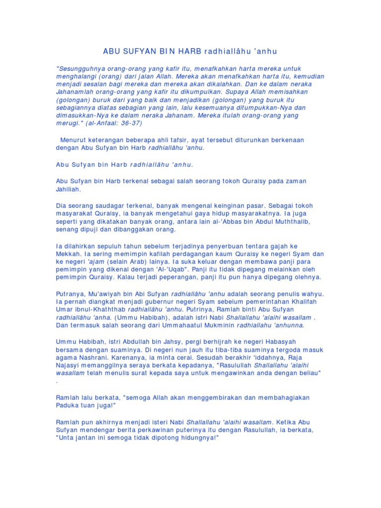 ABU SUFYAN BIN HARB Radhiallâhu | PDF