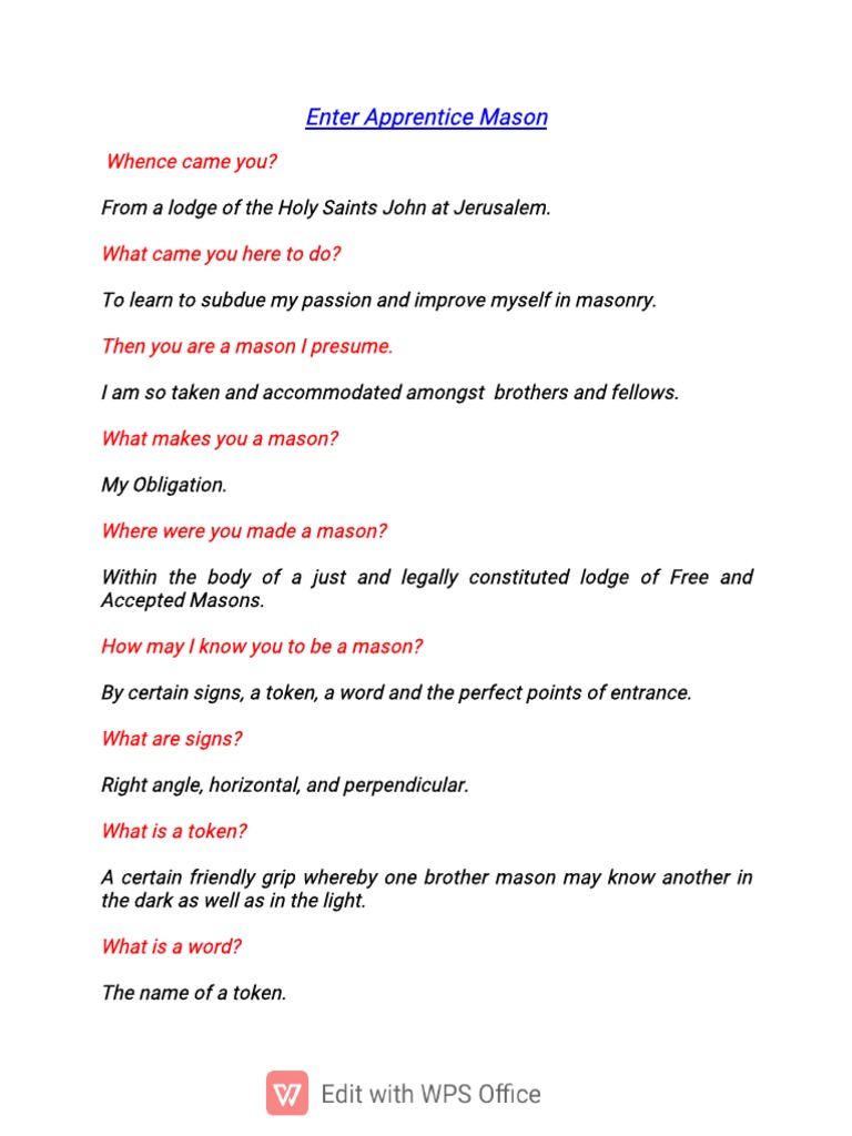 Examination of Entered Apprentice Edited | PDF