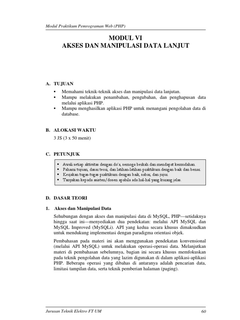Modul 06 Akses Dan Manipulasi Data Lanjut | PDF