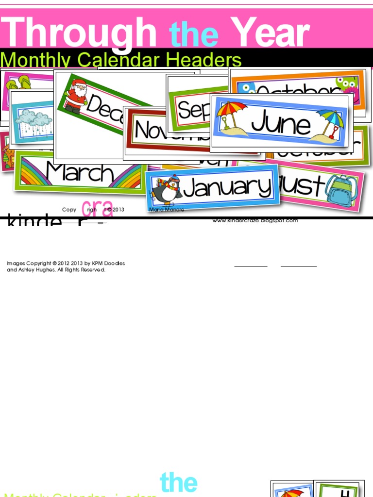 Monthly Calendar Headers: Through Year | PDF | Intellectual Works ...