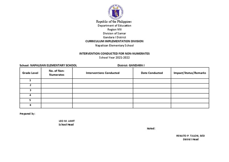 Intervention Conducted For Non Numerates | PDF