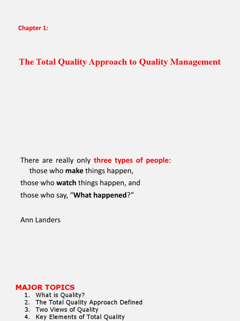 TQM Chapter 1 | PDF | Quality (Business) | Quality Management