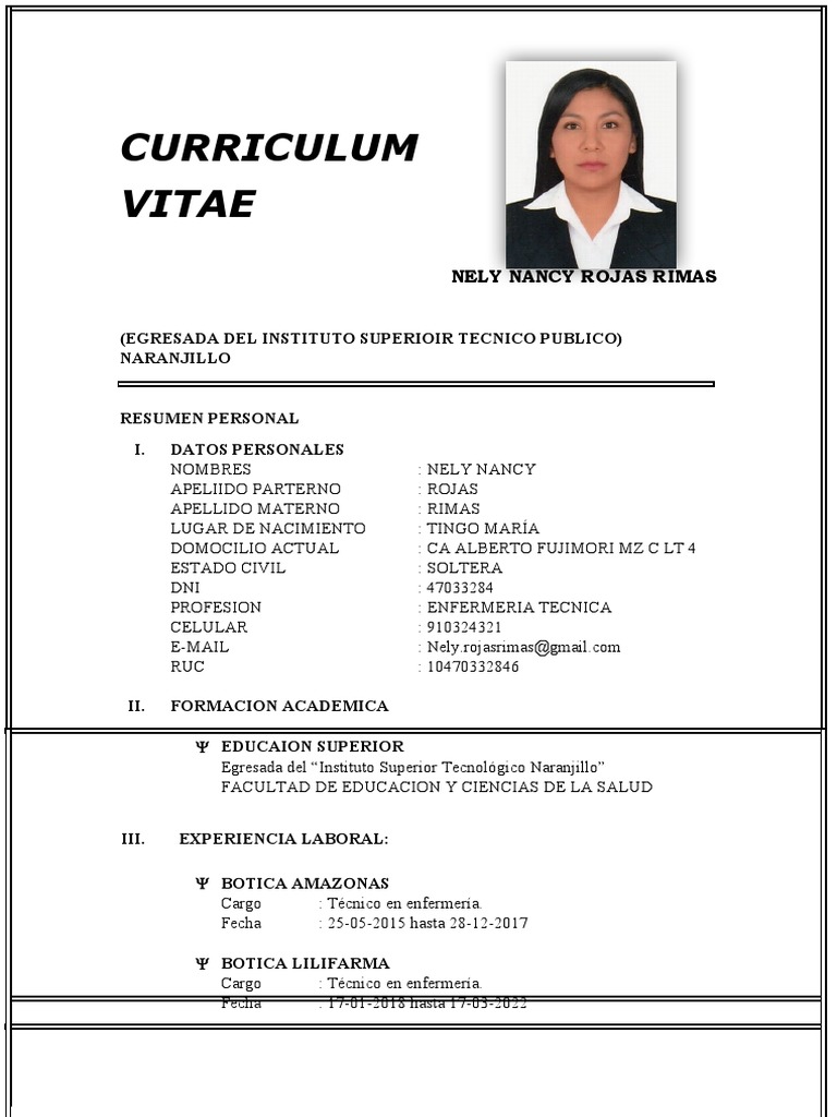 Curriculum Vitae Nancy | PDF | Enfermería | Medicina CLINICA
