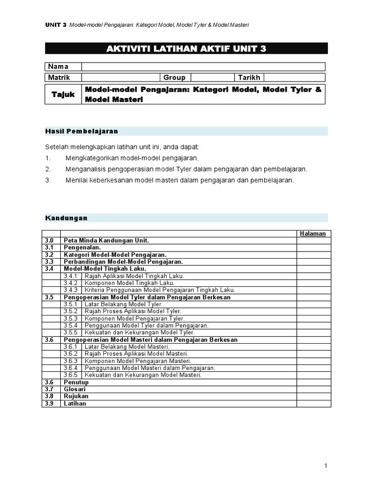 3 - Aktiviti Latihan Aktif Unit 3 | PDF