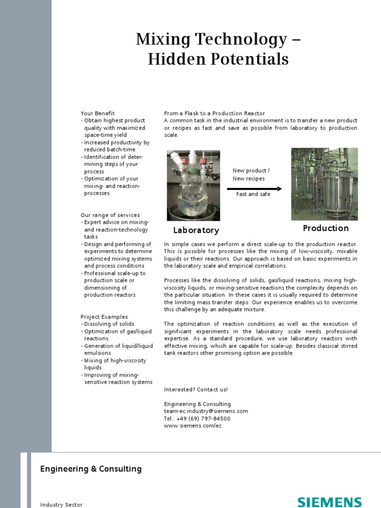 Mixing Technology Optimization Services | PDF | Chemical Reactions ...