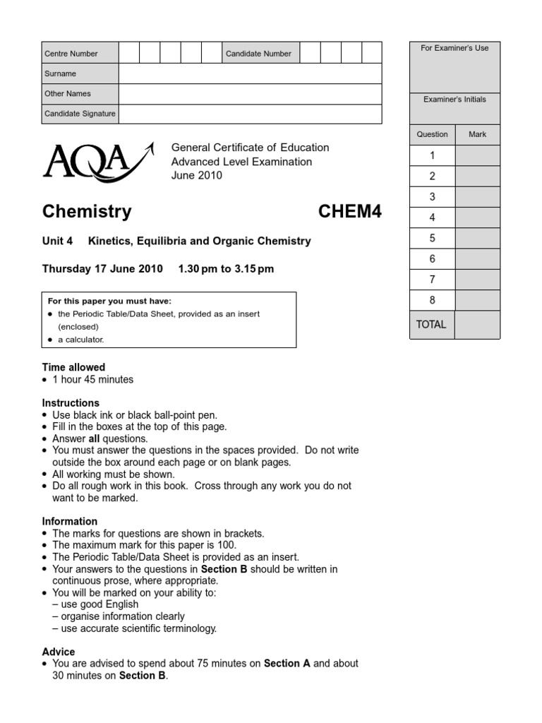 Aqa Chem4 W QP Jun10 | PDF | Reaction Rate | Polychlorinated Dibenzodioxins Aqa Chem4 W QP Jun10 | PDF | Reaction Rate | Polychlorinated Dibenzodioxins