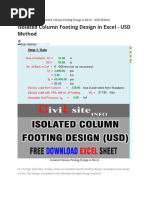 Combined Footing Design Calculation in Excel Spreadsheet | PDF | Beam (Structure) | Bending