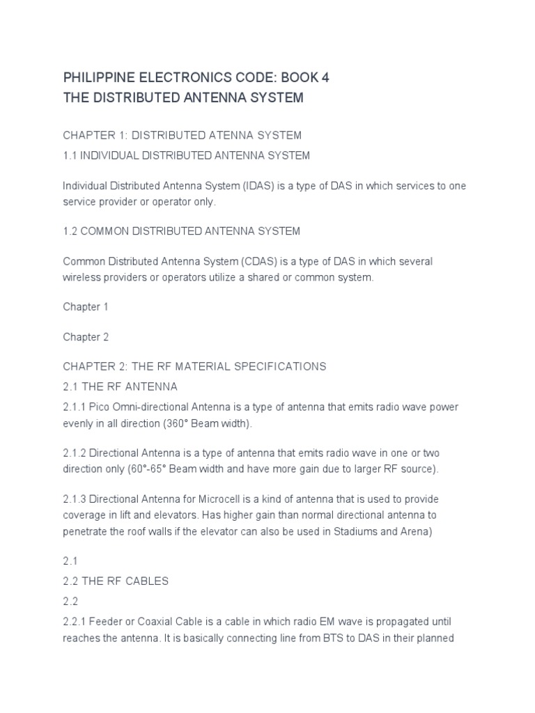 Philippine Electronics Code Book 4 Distributed Antenna System | PDF ...