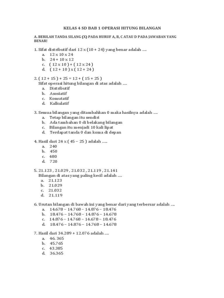 Operasi Hitung Bilangan Kelas 4 SD | PDF | Komputer