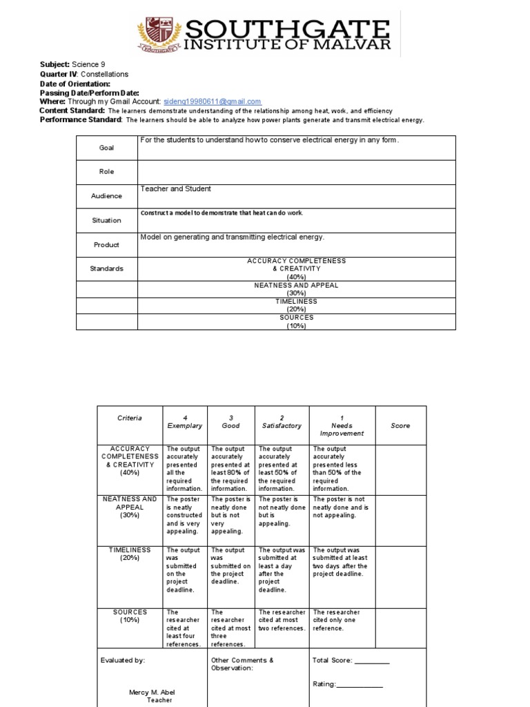 GRASPS-PT-Sci 9-4 | PDF | Learning | Cognition