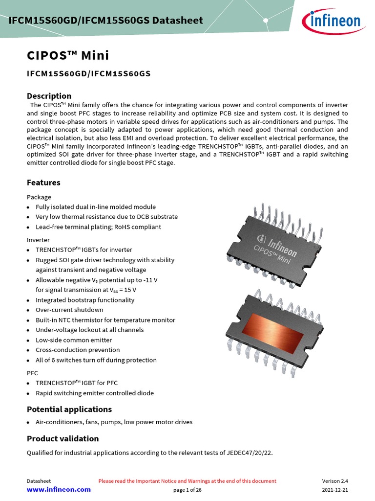 Infineon IFCM15S60GD DataSheet v02 04 en | Download Free PDF | Power Inverter | Electrical ...