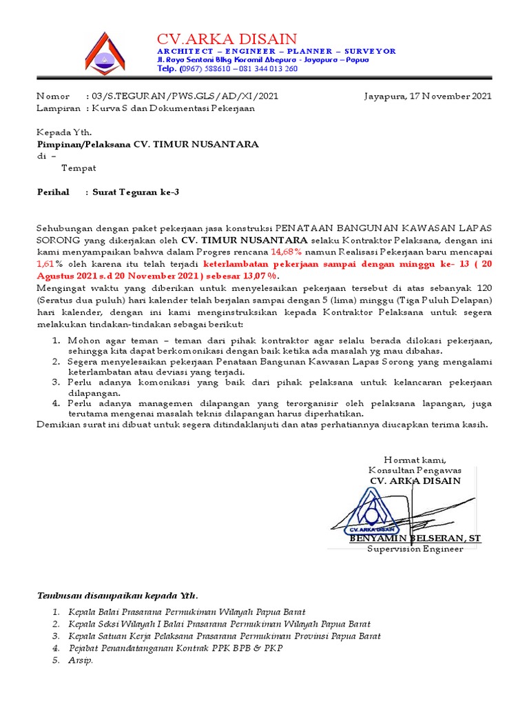 Surat Teguran Kontraktor 3 | PDF