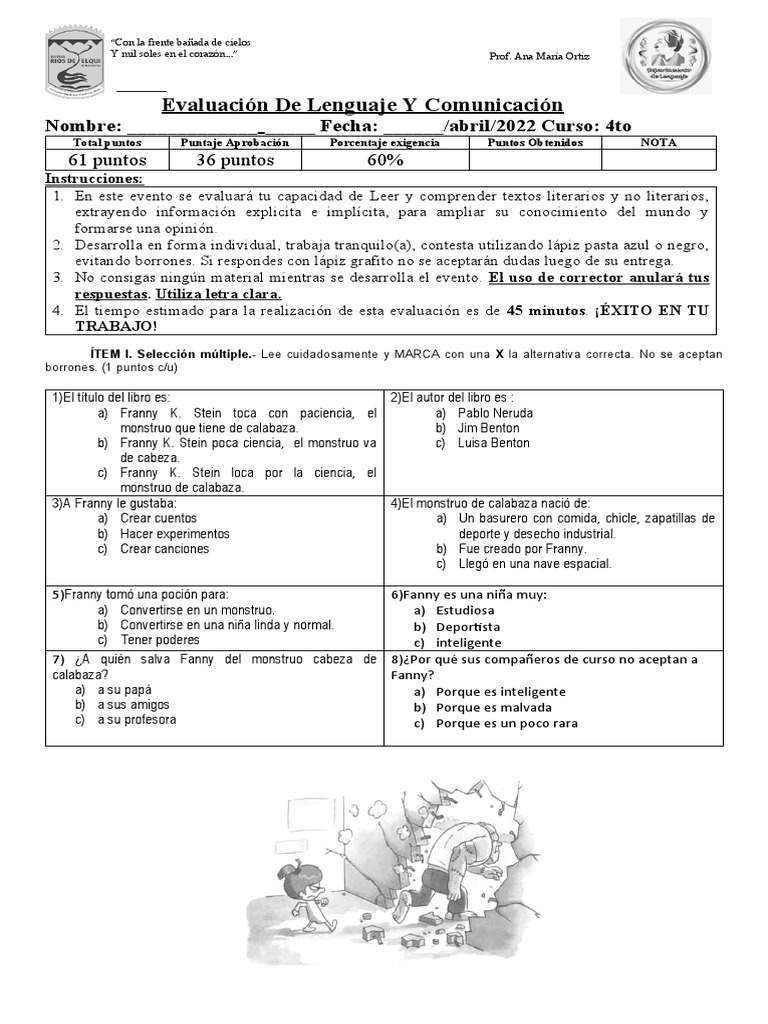 Lenguaje Evaluación Sumativa Plan Lector | PDF