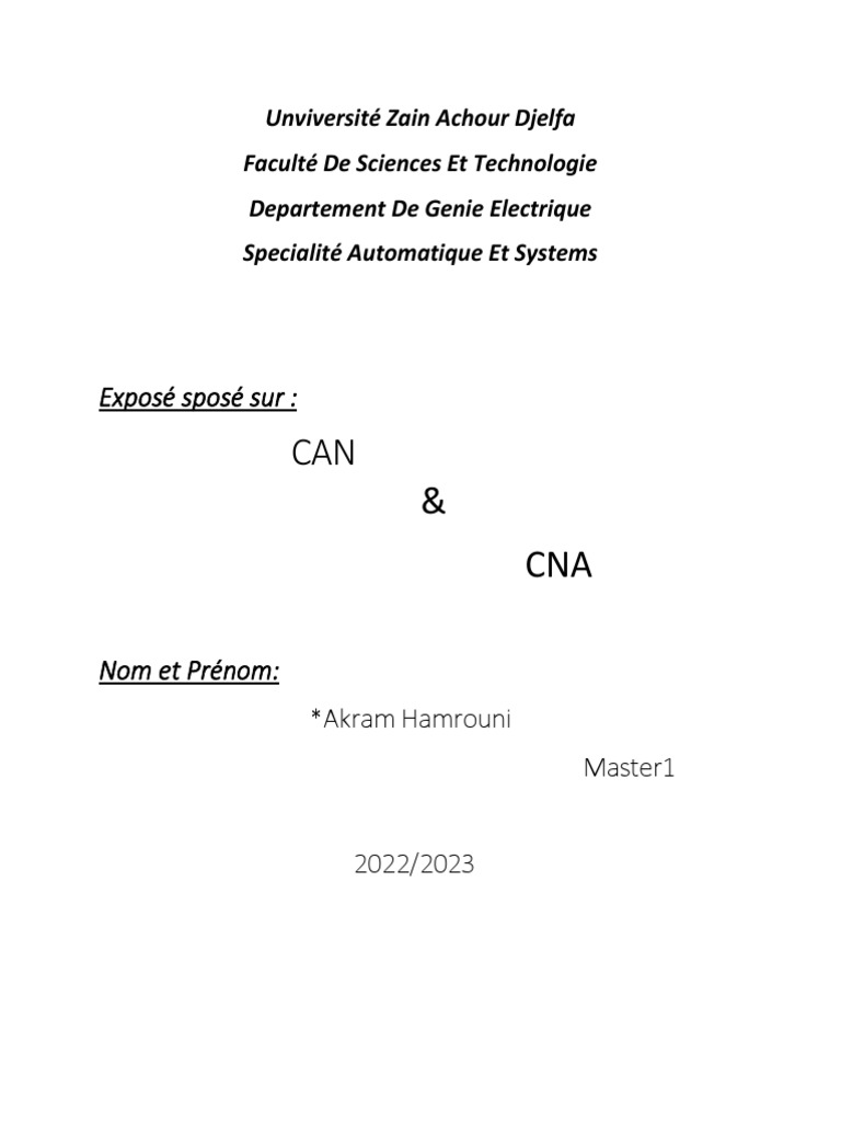 Cna & Can | PDF | Convertisseur analogique-numérique | Échantillonnage ...