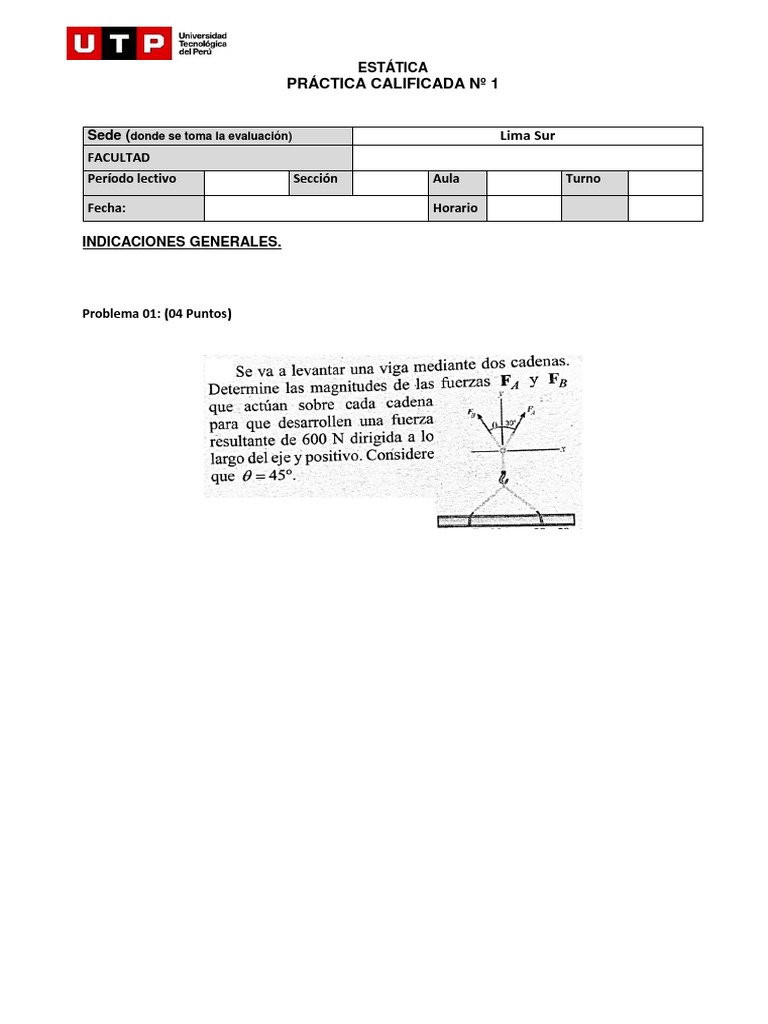Practica Calificada 01 Estatica | PDF