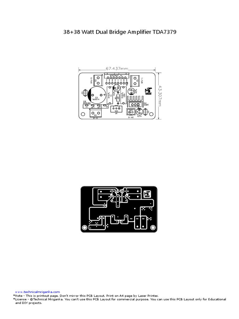 38+38 Watt Dual Bridge Amplifier TDA7379 Technical Mriganka | PDF ...