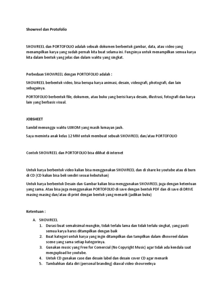 Showreel Dan Protofolio Pdf