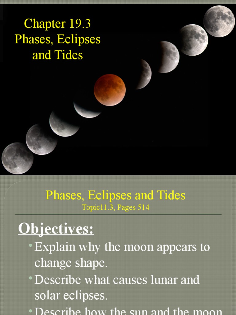 SCIENCE 11.3 Phases Eclipses Tides | PDF | Solar Eclipse | Tide