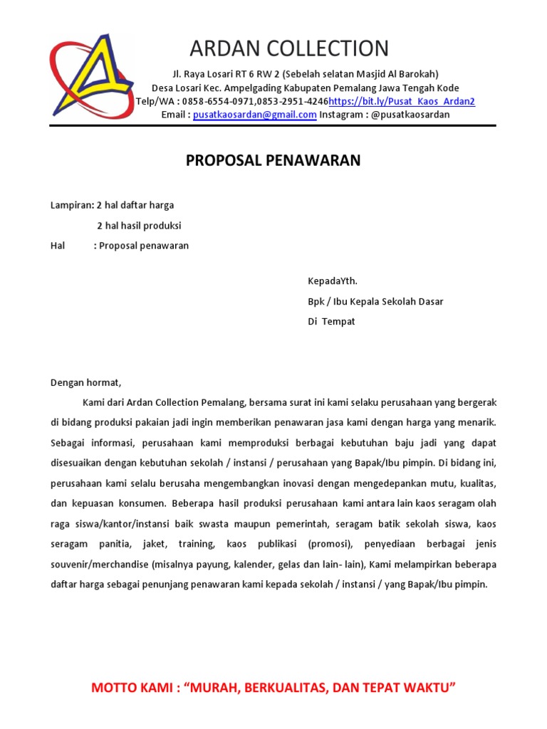 Proposal Penawaran Ardan Collection | PDF