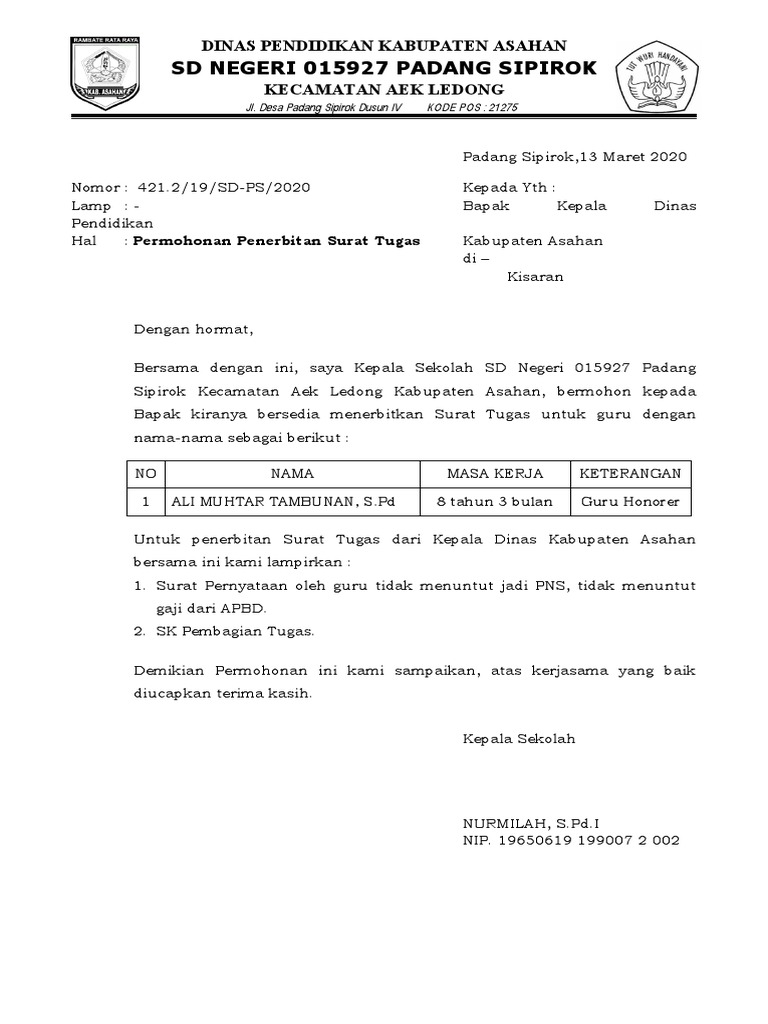 Contoh Surat Keterangan NUPTK | PDF