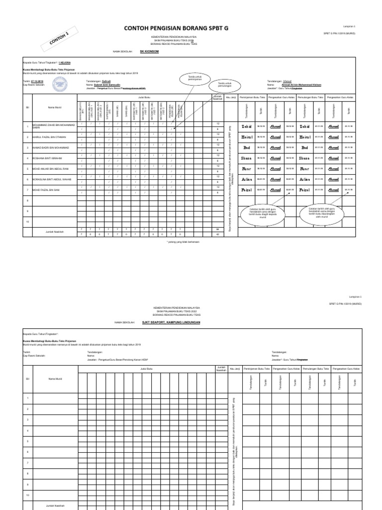 Borang G Baru SPBT | PDF
