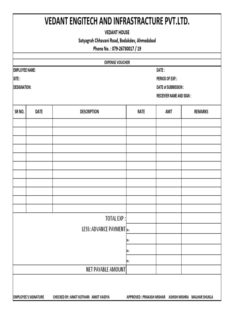Expense Voucher Template for Employees | PDF