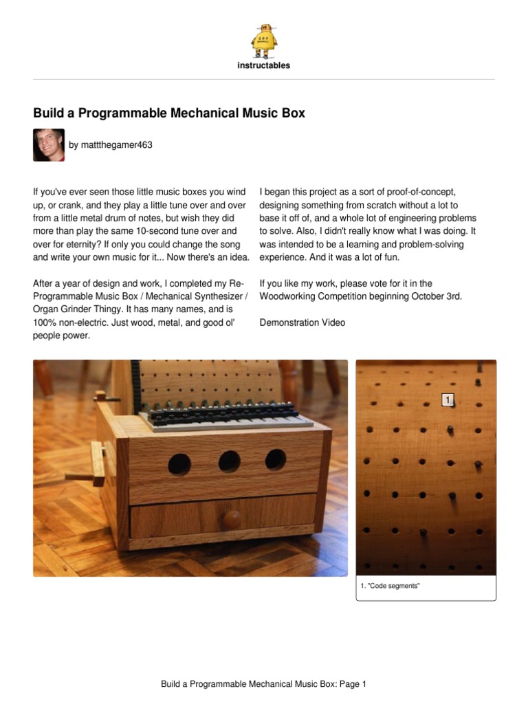 Build A Programmable Mechanical Music Box | PDF | Screw | Drill