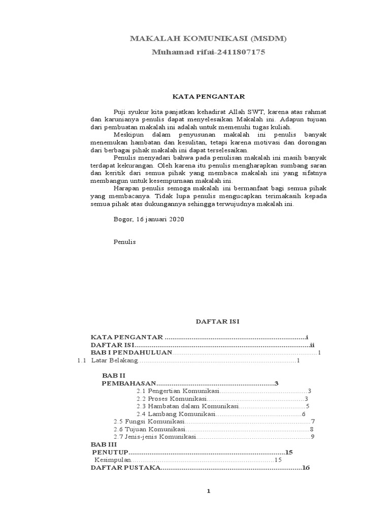 MAKALAH KOMUNIKASI (MSDM) | PDF