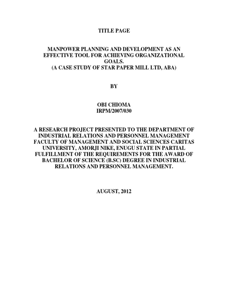 Manpower Planning and Development As An Effective Tool For Achieving ...