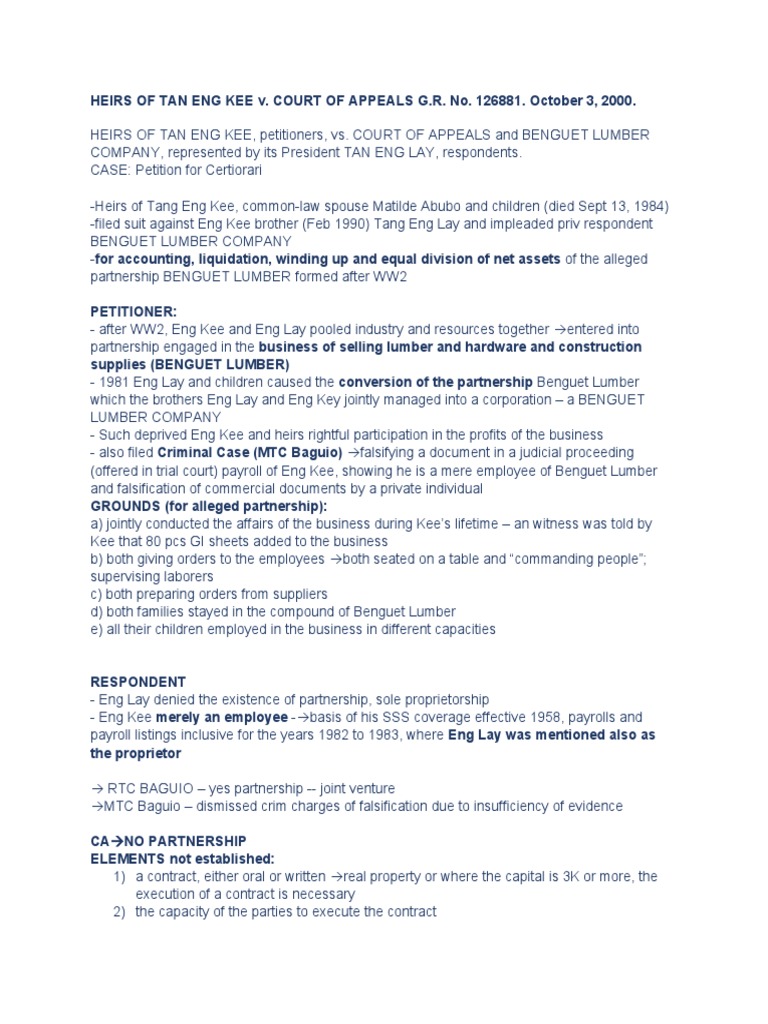 HEIRS OF TAN ENG KEE v. COURT OF APPEALS G.R. No. 126881. October 3 ...