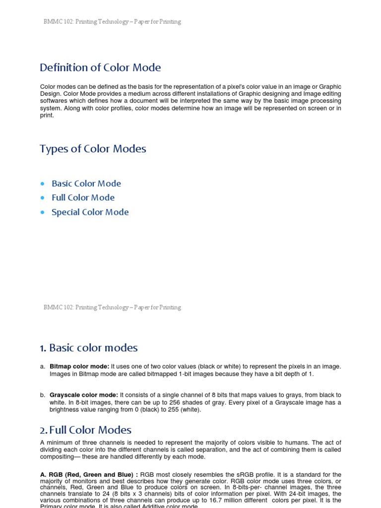Understanding Color Modes in Printing | PDF | Rgb Color Model | Graphics