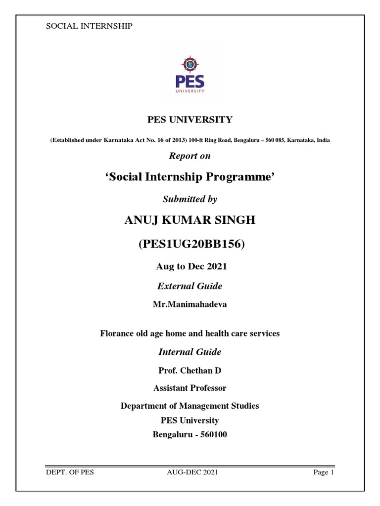 Social Internship Report Overview | PDF | Non Governmental Organization ...
